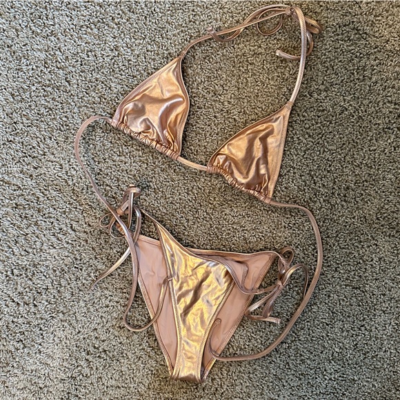 SKIMS | Swim | Skims Blush Metallic Bikini | Poshmark